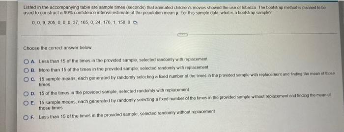 Solved Listed in the accompanying table are sample times | Chegg.com