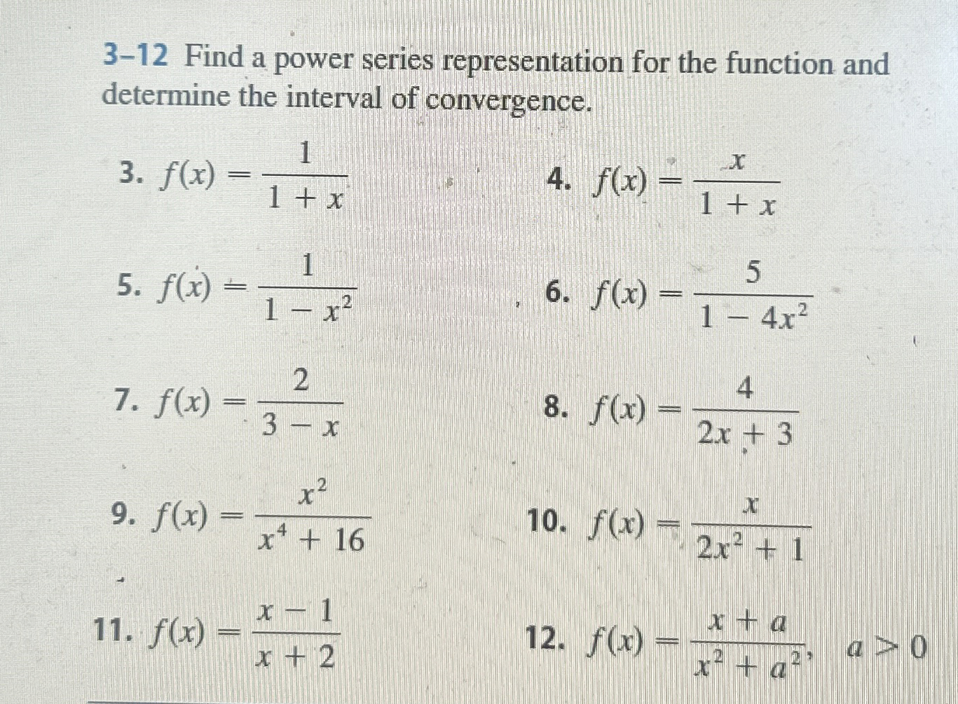 Solved #8 ﻿please! Find a power series representation for | Chegg.com