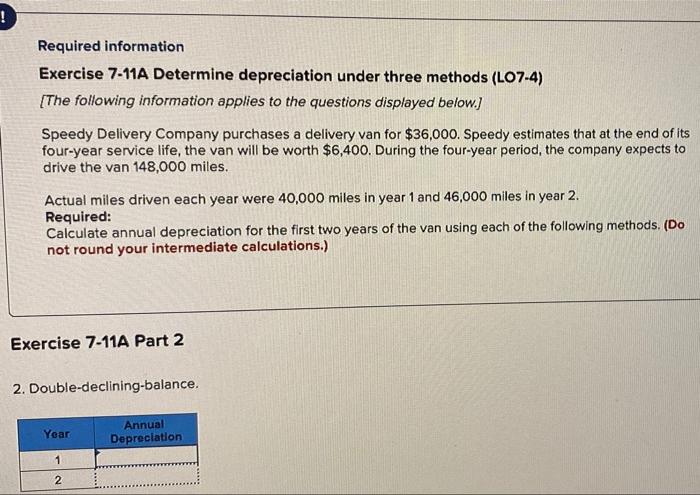 Solved Required information Exercise 7-11A Determine | Chegg.com