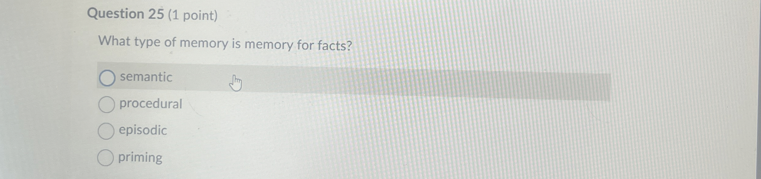 Solved Question 25 (1 ﻿point)What type of memory is memory | Chegg.com