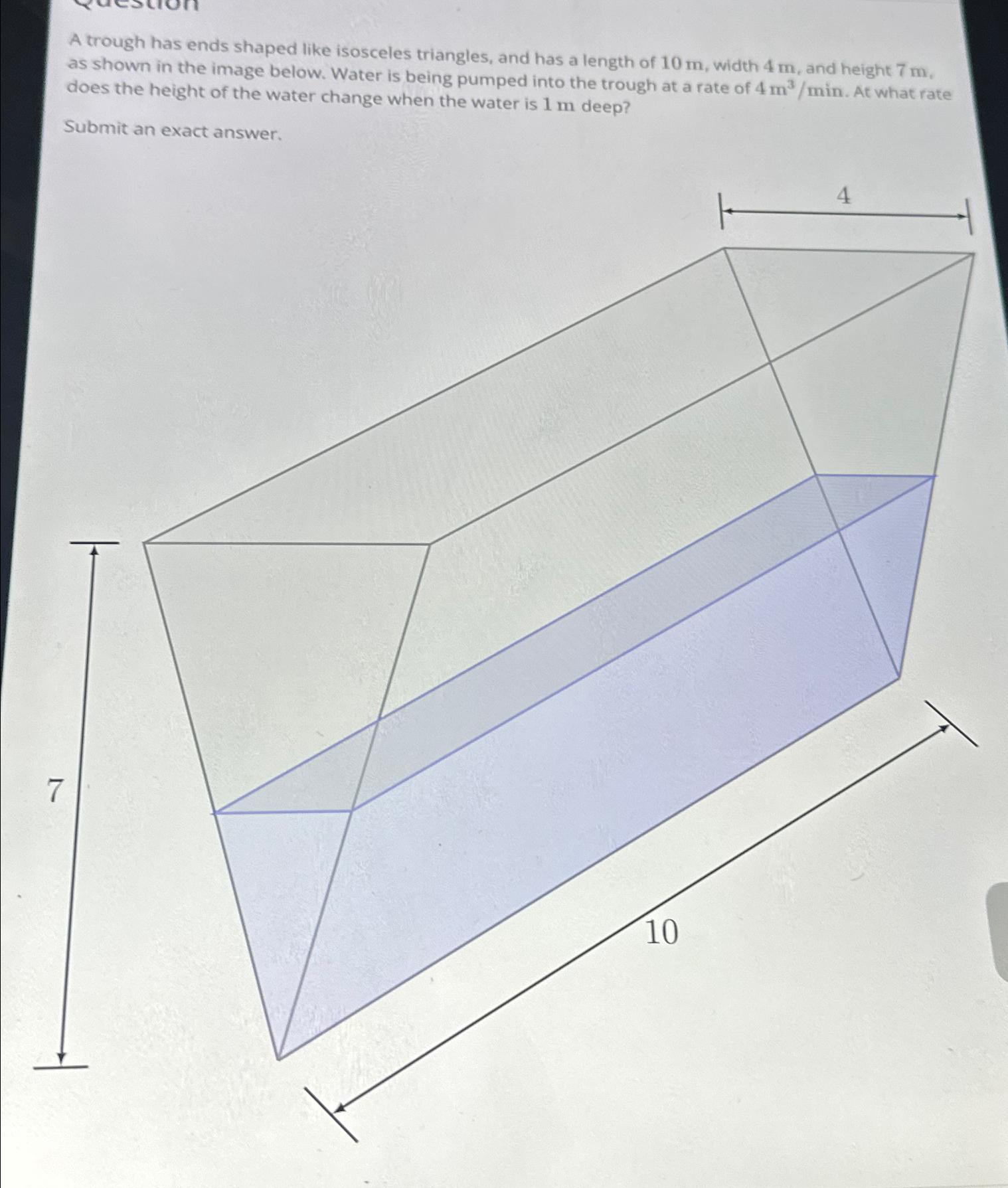 Solved A trough has ends shaped like isosceles triangles, | Chegg.com