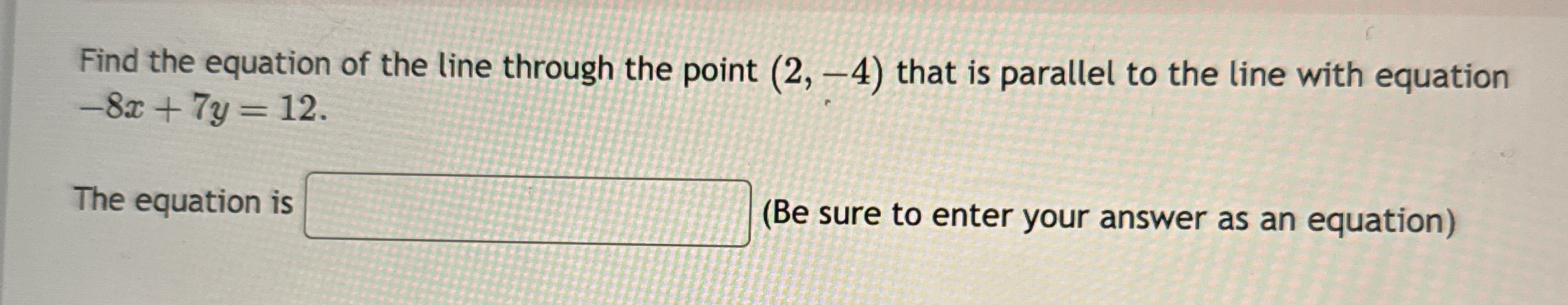 Solved Find the equation of the line through the point | Chegg.com