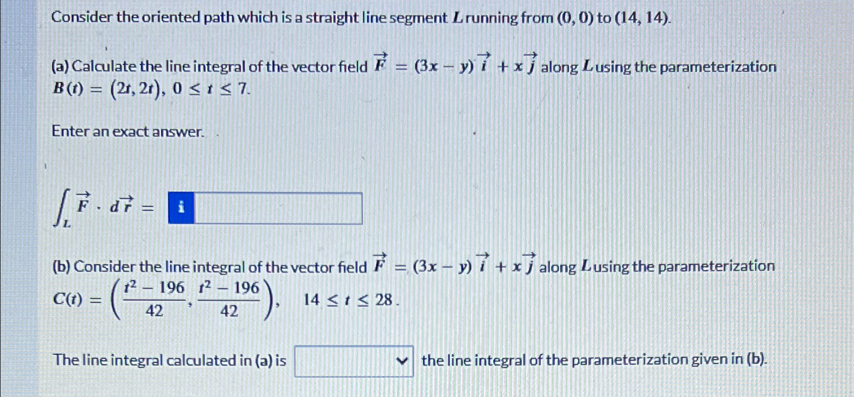 Solved Consider the oriented path which is a straight line | Chegg.com