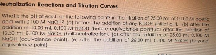 Solved leutralization Reactions and Titration Curves What is | Chegg.com