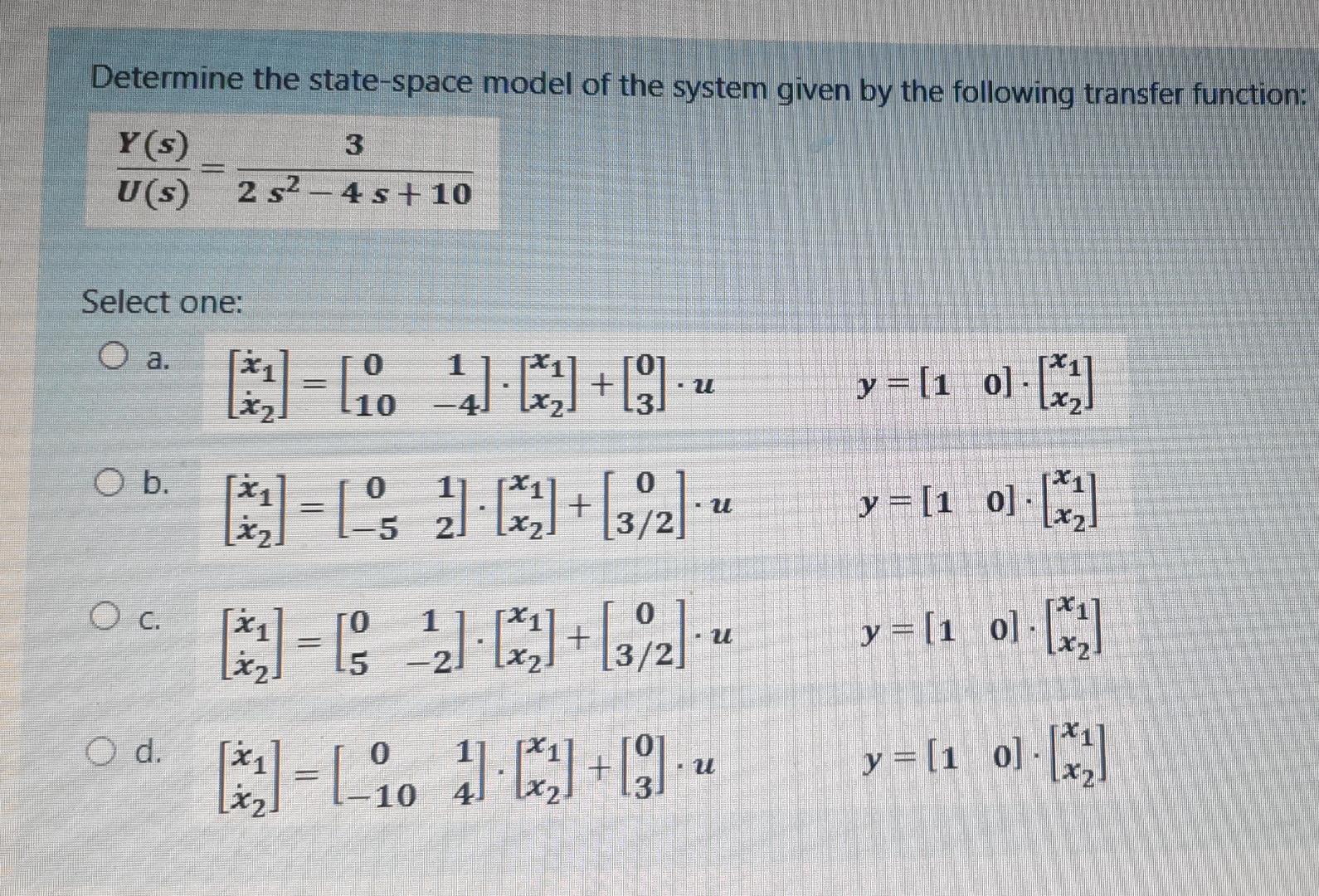 Solved Determine the state-space model of the system given | Chegg.com