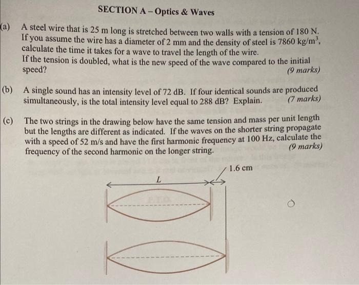 Solved a) A steel wire that is 25 m long is stretched | Chegg.com