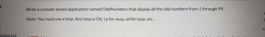 Solved Write a console-based application named Odd Numbers | Chegg.com