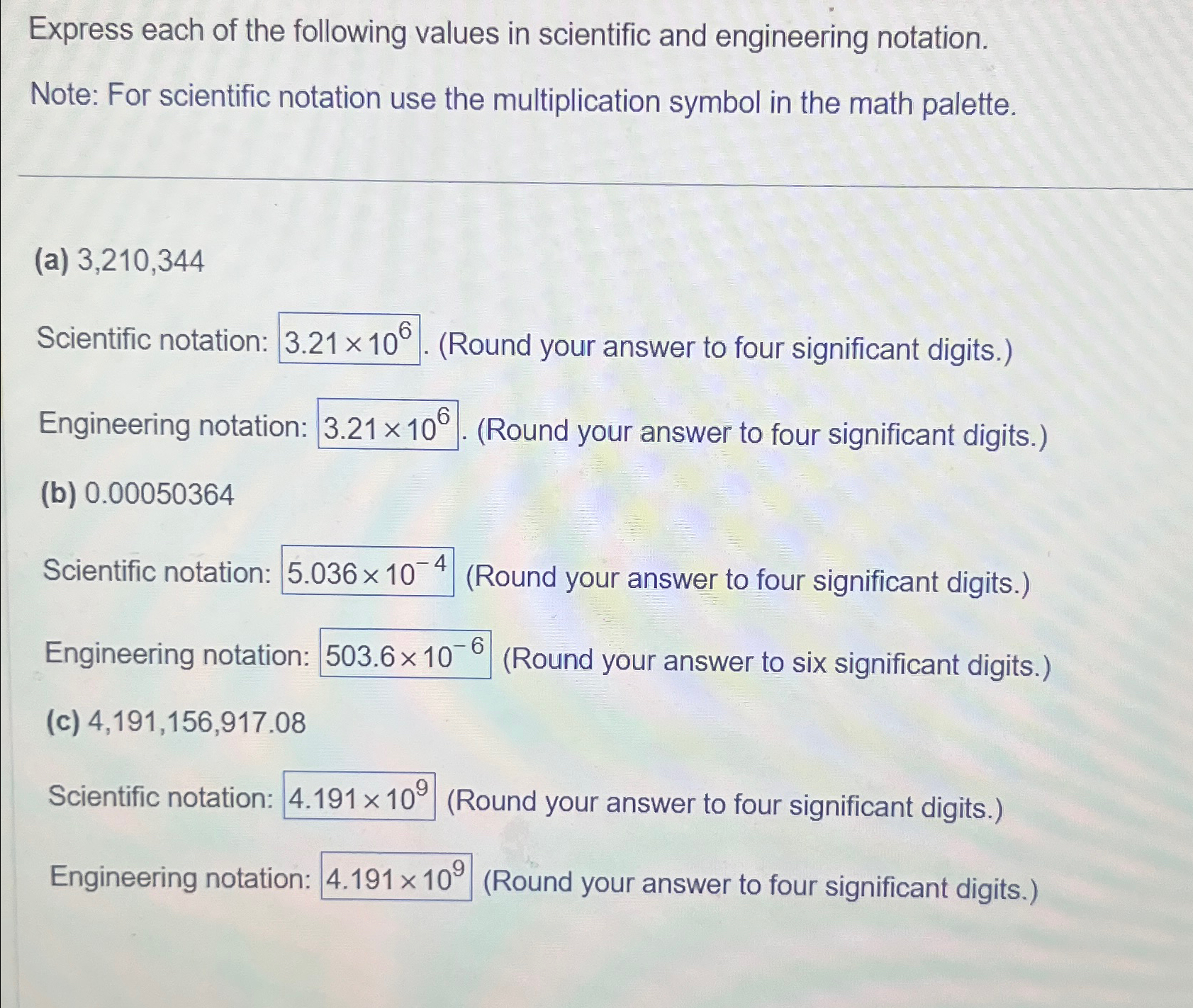 Solved Express each of the following values in scientific | Chegg.com
