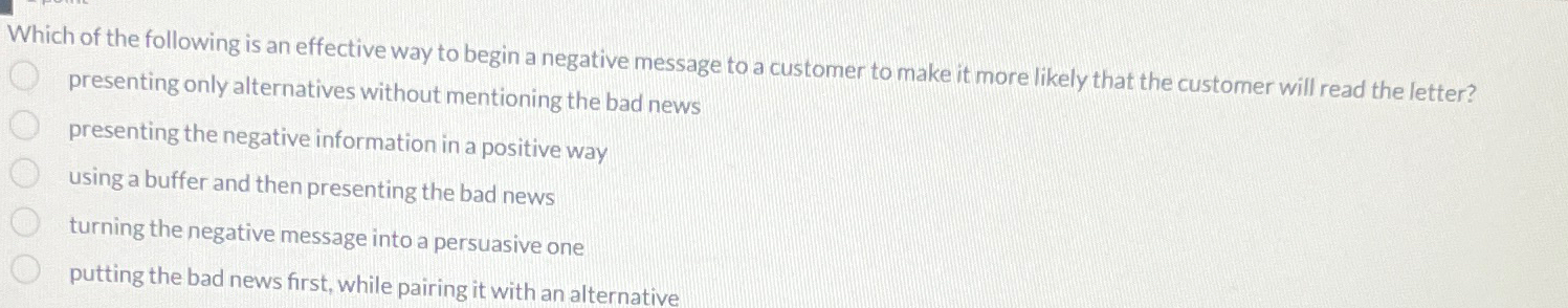 Solved Which of the following is an effective way to begin a | Chegg.com