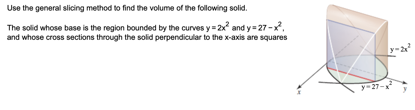 Solved Use the general slicing method to find the volume of | Chegg.com