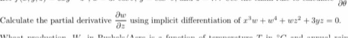 Solved Calculate the partial derivative ∂z∂w using implicit | Chegg.com