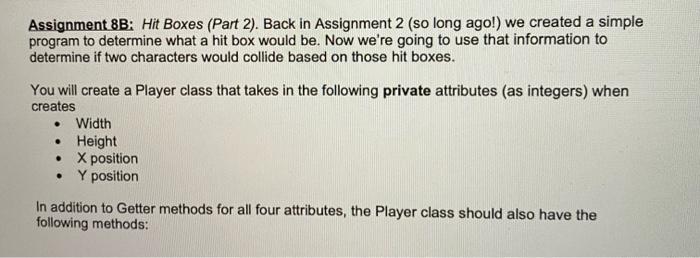 Solved Assignment 8B: Hit Boxes (Part 2). Back in Assignment | Chegg.com