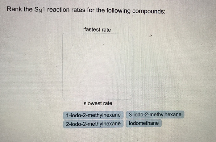 Solved Rank the Sn1 reaction rates for the following | Chegg.com