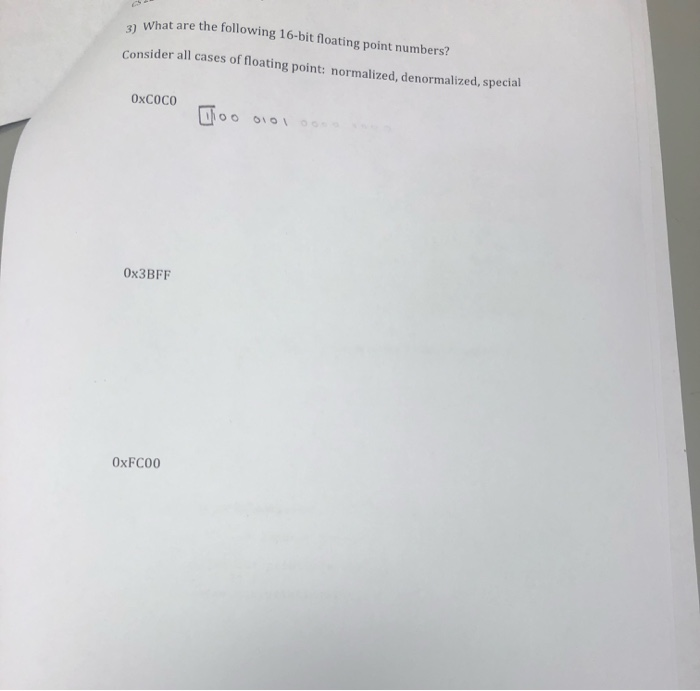 Solved What are the following 16-bit floating point numbers? | Chegg.com
