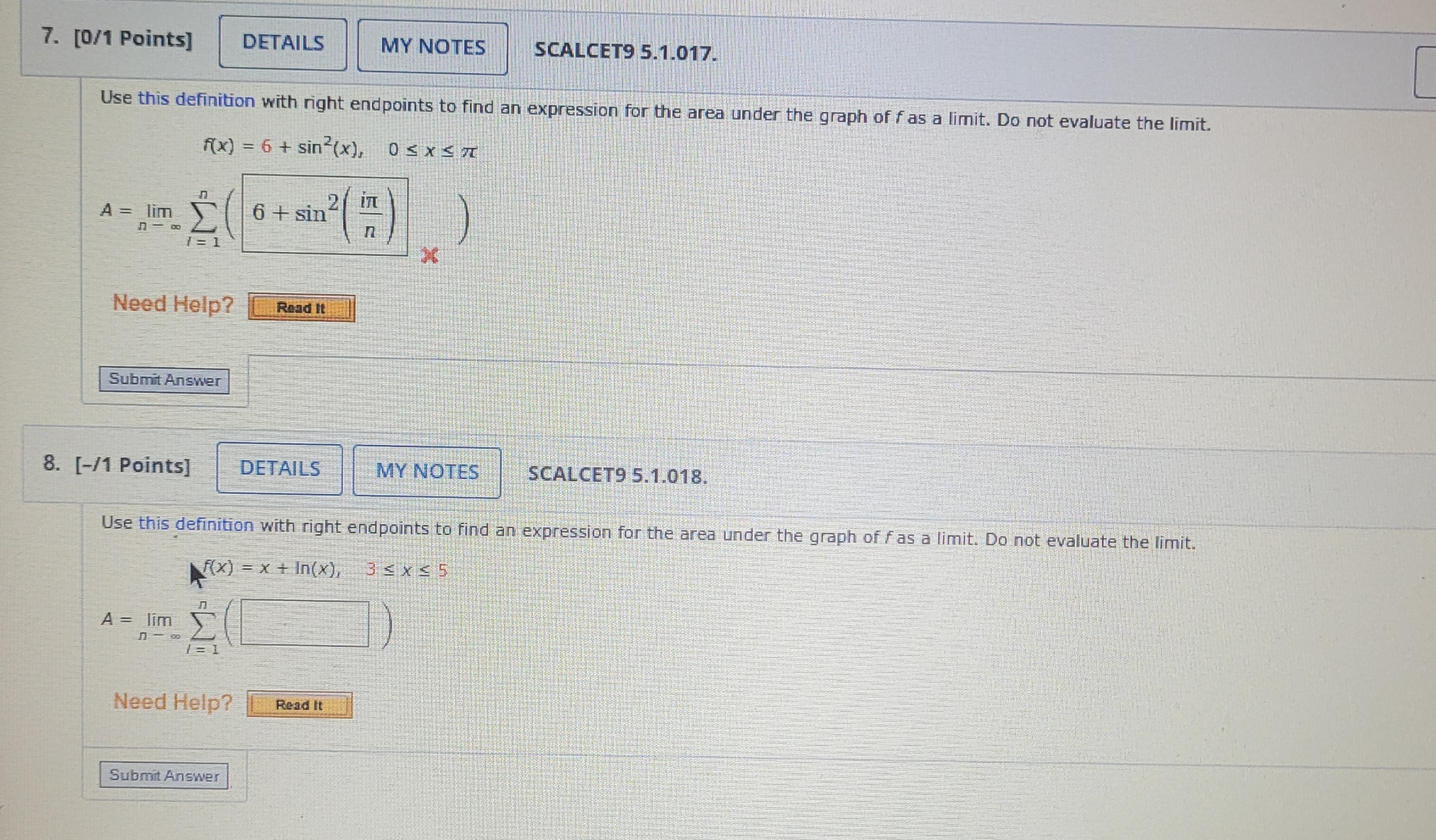 Solved [0/1 ﻿Points] ﻿SCALCET9 5.1.017.Use this definition | Chegg.com