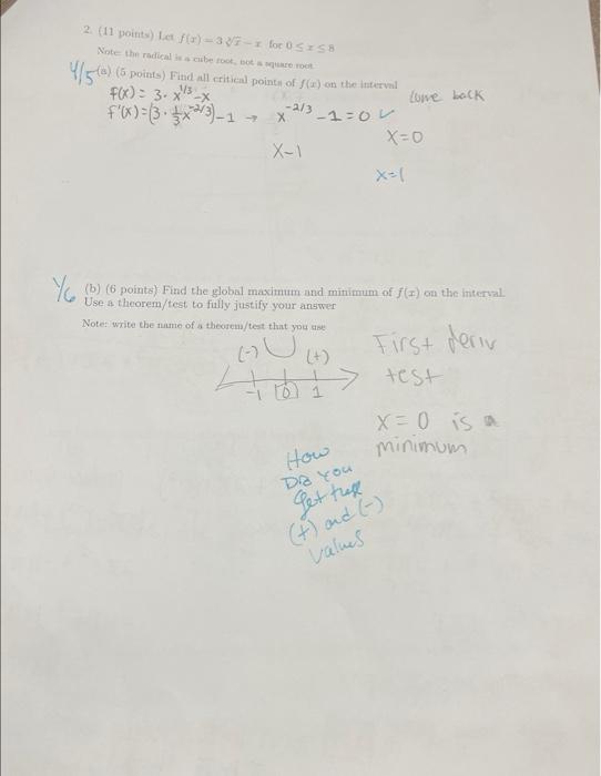 Solved 2. (11 points) Let f(x)=3x−x for 0≤x≤8 Note the | Chegg.com