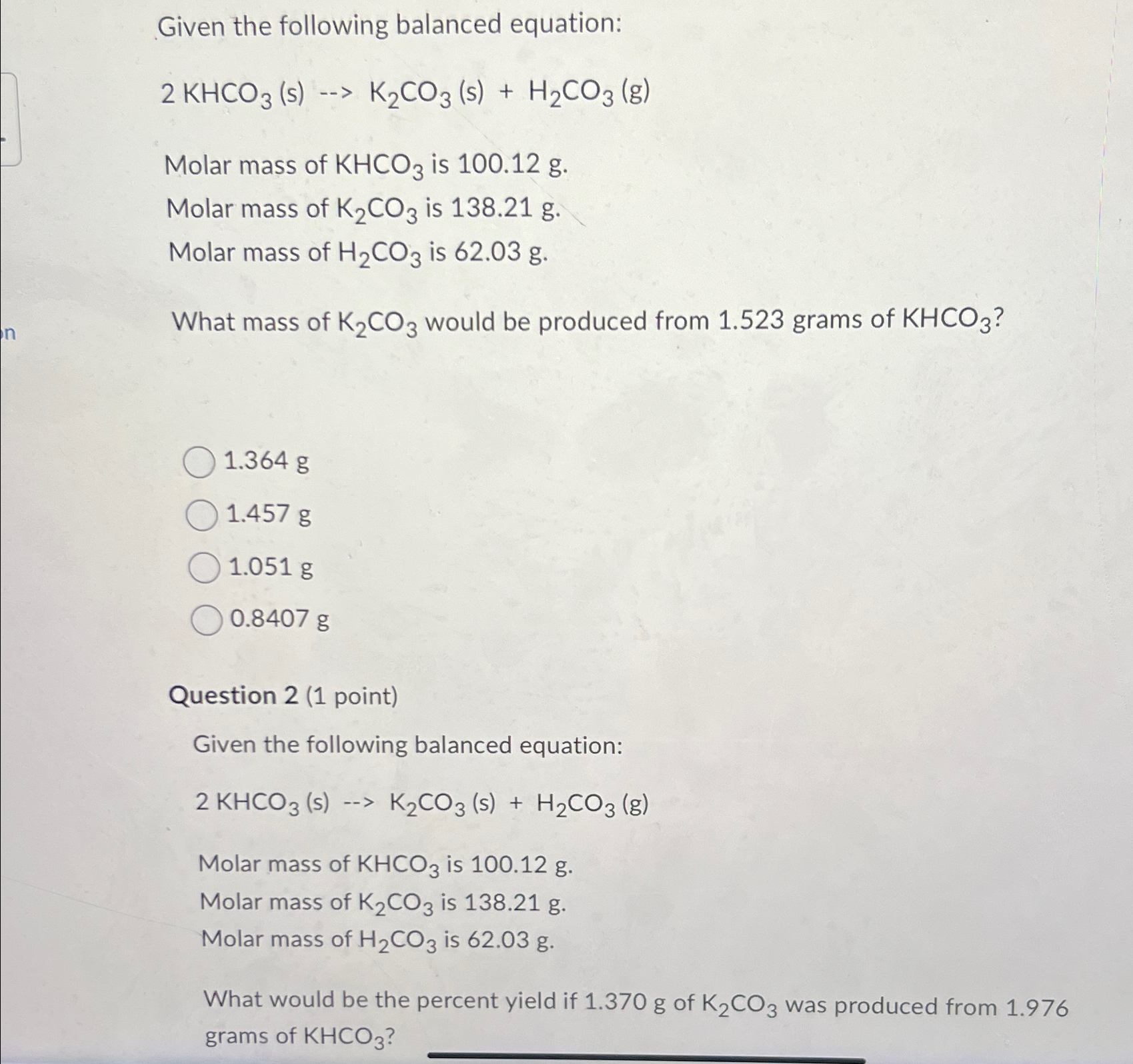 Solved Given the following balanced | Chegg.com