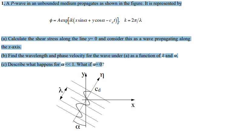 A P-wave in an unbounded medium propagates as shown | Chegg.com