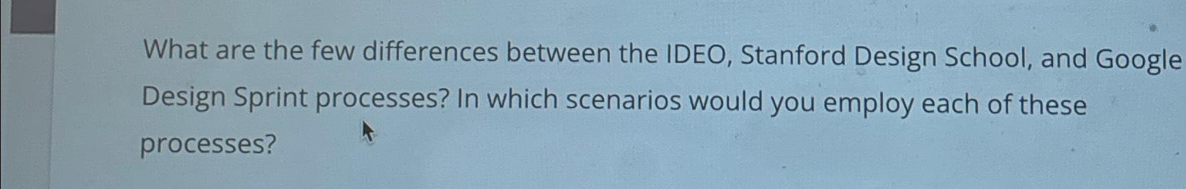 Solved What are the few differences between the IDEO, | Chegg.com