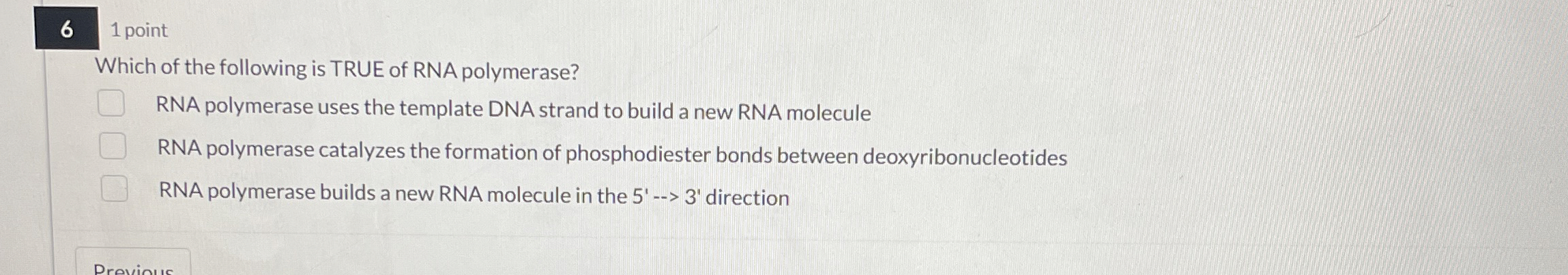 Solved 61 ﻿pointWhich of the following is TRUE of RNA | Chegg.com