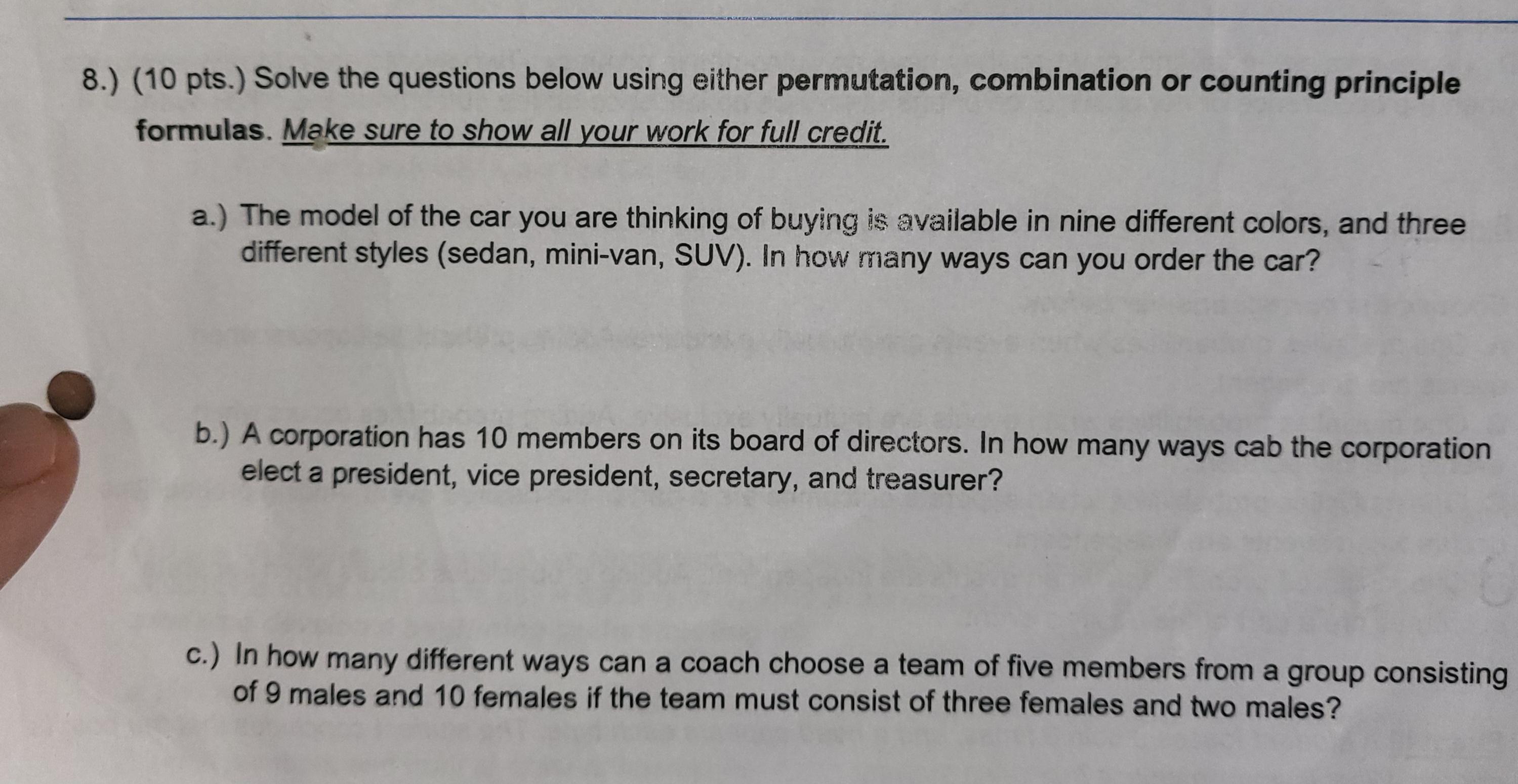 Solved 8.) ( 10 ﻿pts.) ﻿Solve the questions below using | Chegg.com