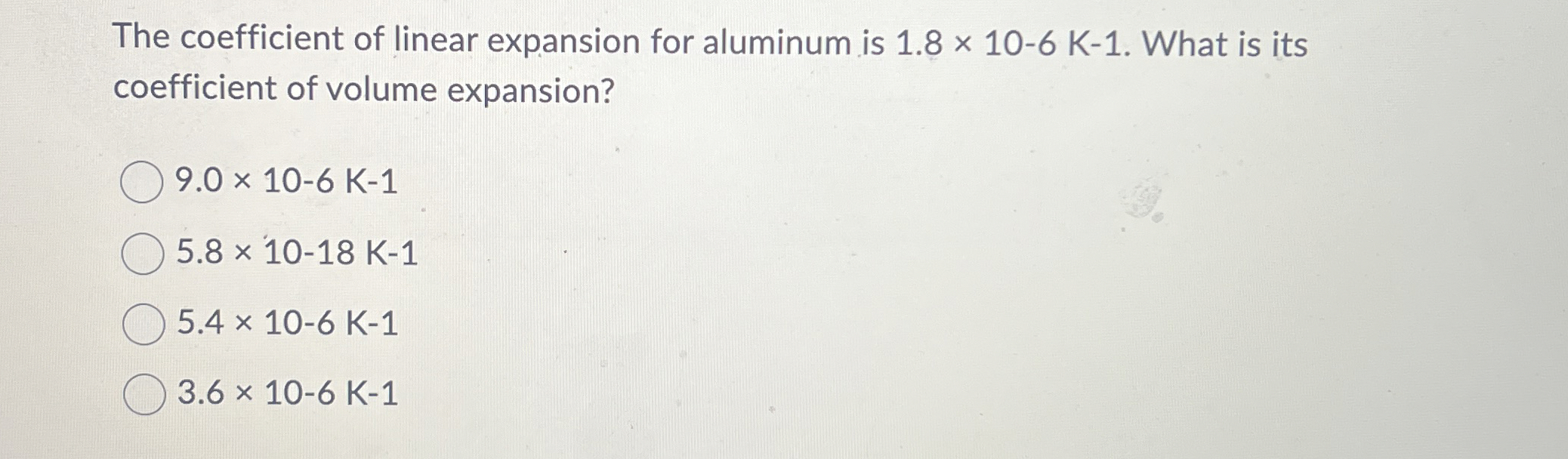 Solved The coefficient of linear expansion for aluminum is | Chegg.com