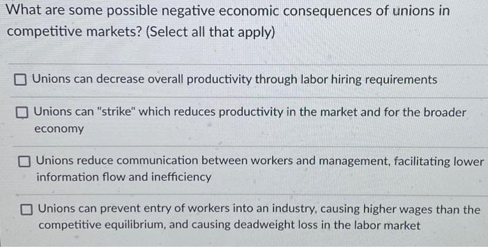 Solved What are some possible negative economic consequences | Chegg.com