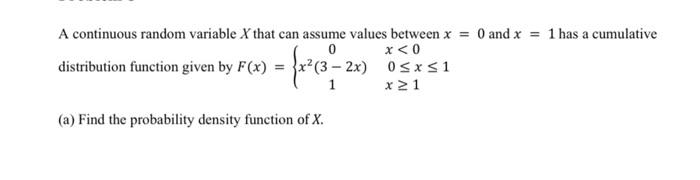 Solved A continuous random variable X that can assume values | Chegg.com