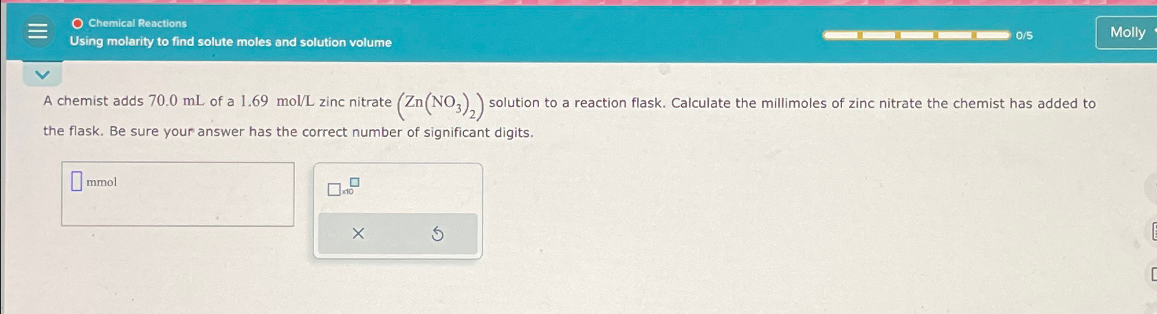 Solved Chemical ReactionsUsing molarity to find solute moles | Chegg.com