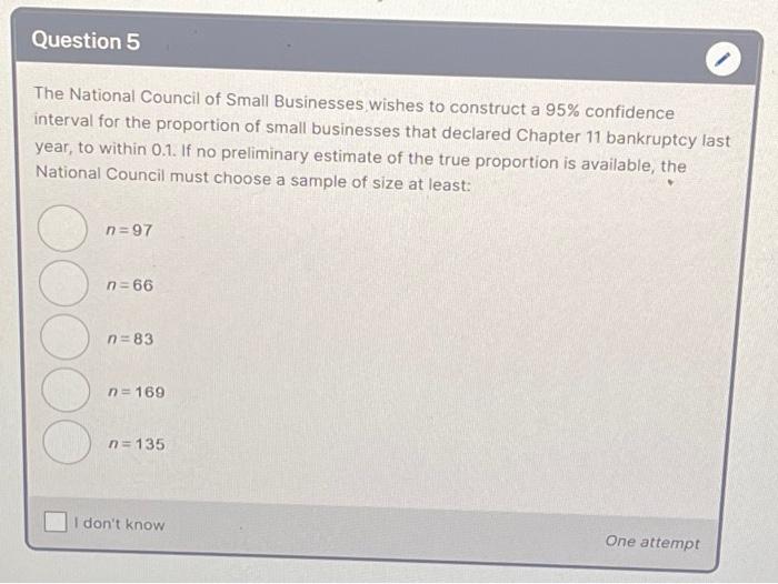 Solved Question 5 The National Council of Small Businesses | Chegg.com