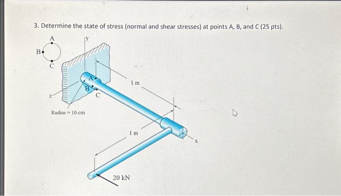 Solved 3. Determine the state of stress (normal and shear | Chegg.com