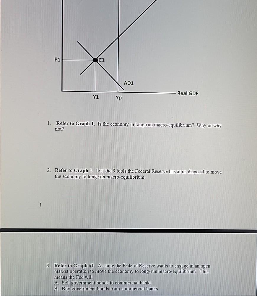 Solved Refer to Graph 1. ﻿Is the economy in long-run | Chegg.com