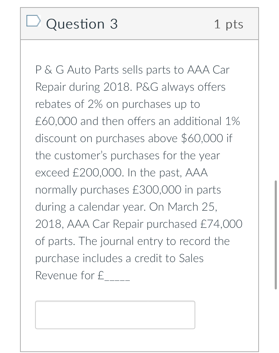 Solved Question 31ptsP&G ﻿Auto Parts sells parts to AAA Car | Chegg.com