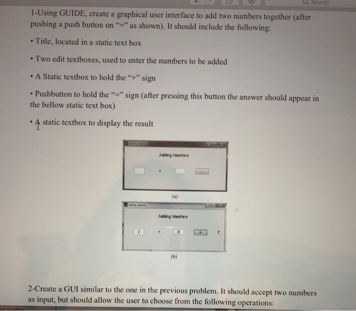 Solved Search 1-Using GUIDE, create a graphical user | Chegg.com