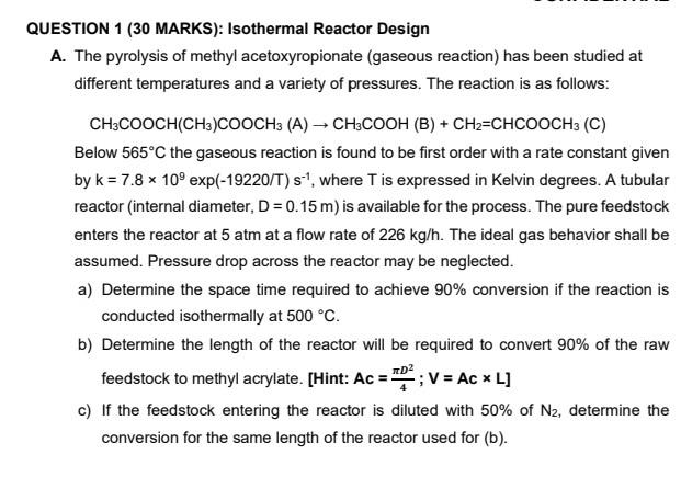 Solved Chemical Reaction Engineering question. Please help | Chegg.com
