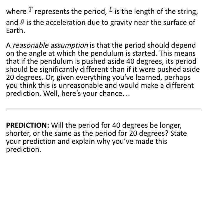 Solved The Simple Pendulum Please enter your responses in | Chegg.com