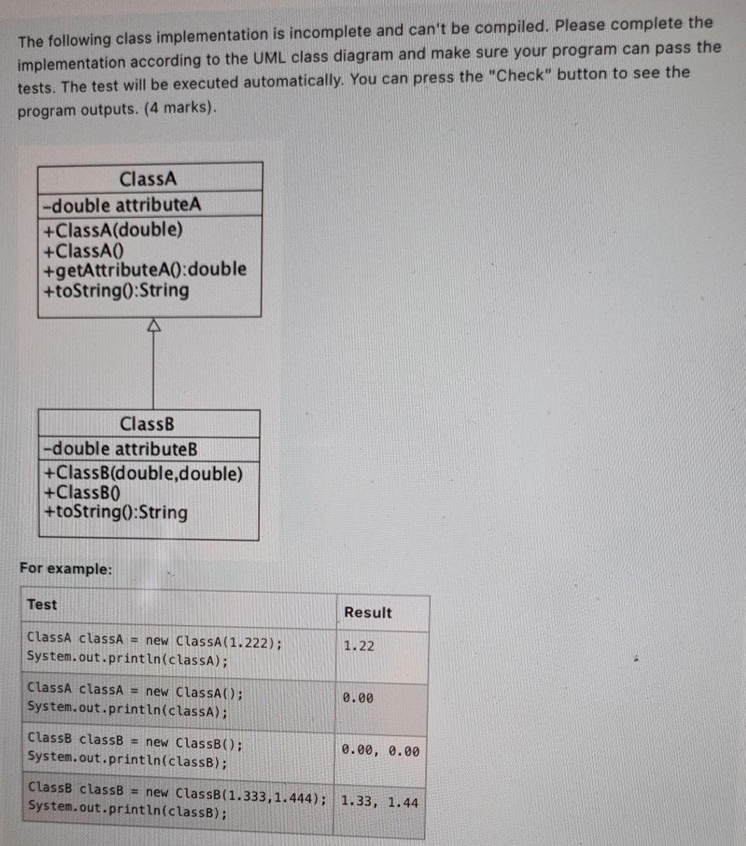 Solved The following class implementation is incomplete and | Chegg.com
