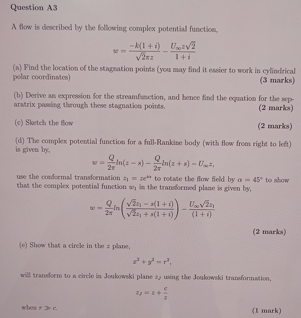 A flow is described by the following complex | Chegg.com