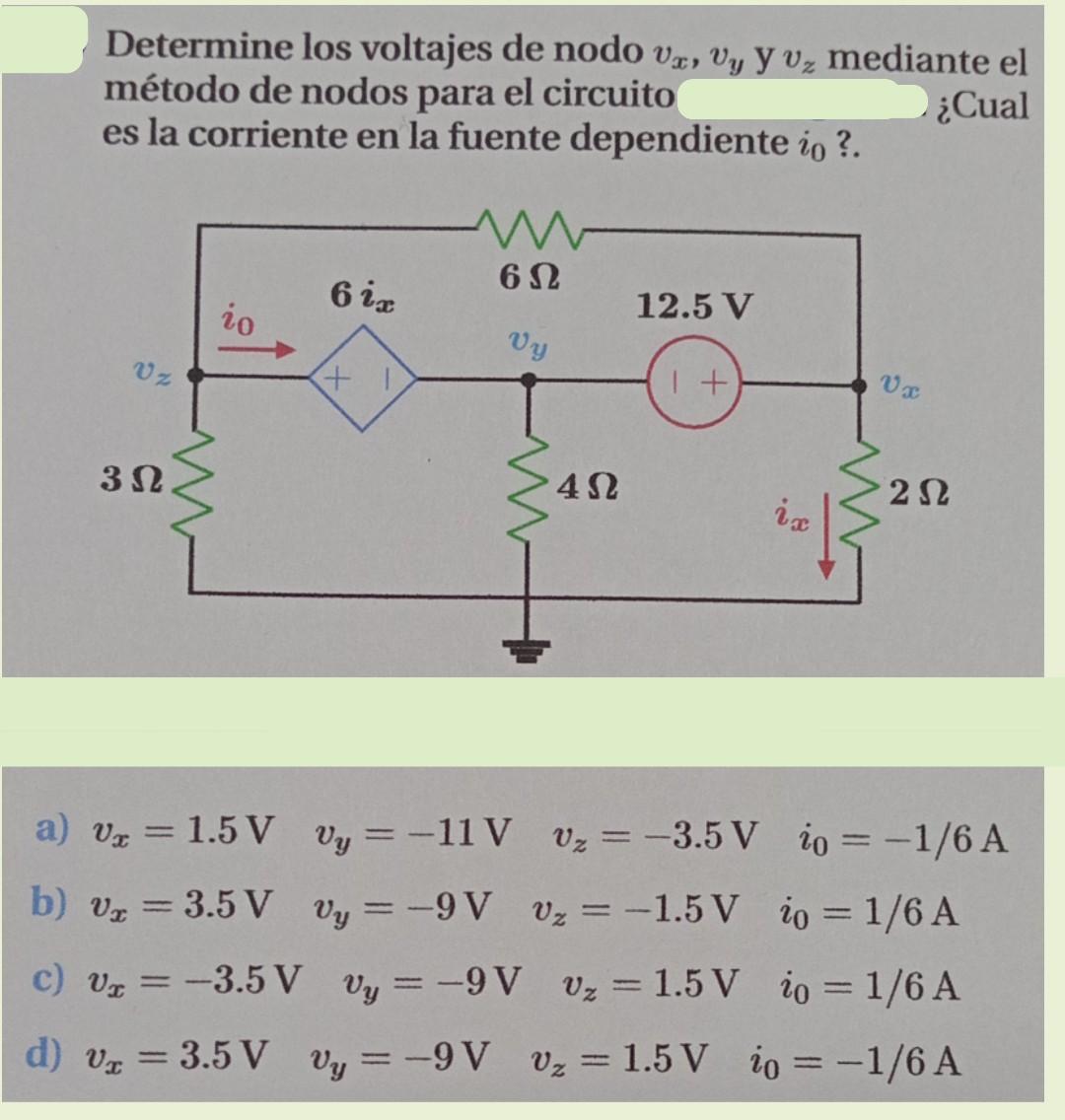 Solved Determine los voltajes de nodo vx,vy y vz mediante el | Chegg.com