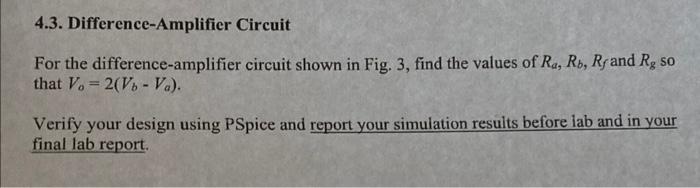 Solved 4.3. Difference-Amplifier Circuit For the | Chegg.com
