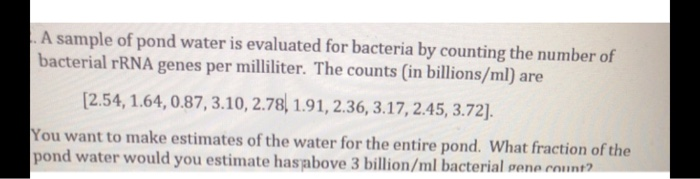 Solved A sample of pond water is evaluated for bacteria by | Chegg.com