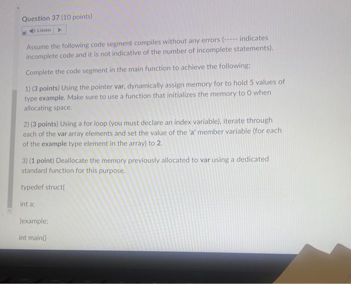 Solved Assume the following code segment compiles without | Chegg.com