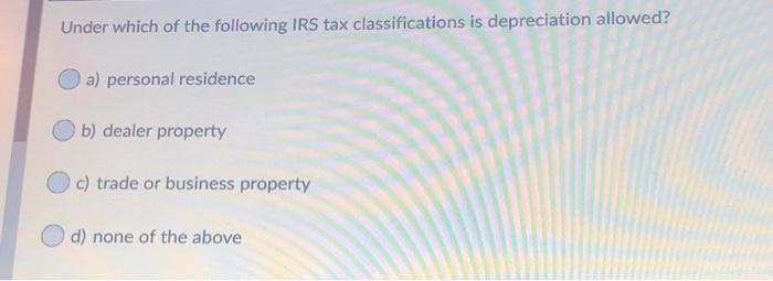 Under which of the following IRS tax classifications | Chegg.com