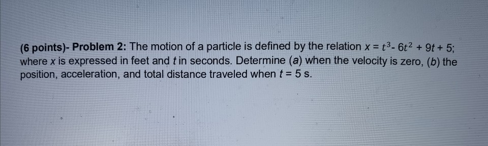 Solved (6 points)- Problem 2: The motion of a particle is | Chegg.com