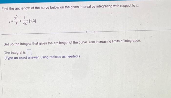 Solved find the arc length of the curve below on the given | Chegg.com