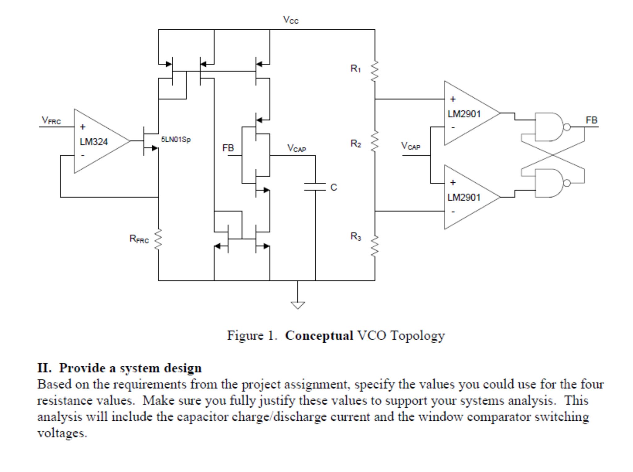 Solved Figure 1. ﻿Conceptual VCO TopologyII. ﻿Provide a | Chegg.com