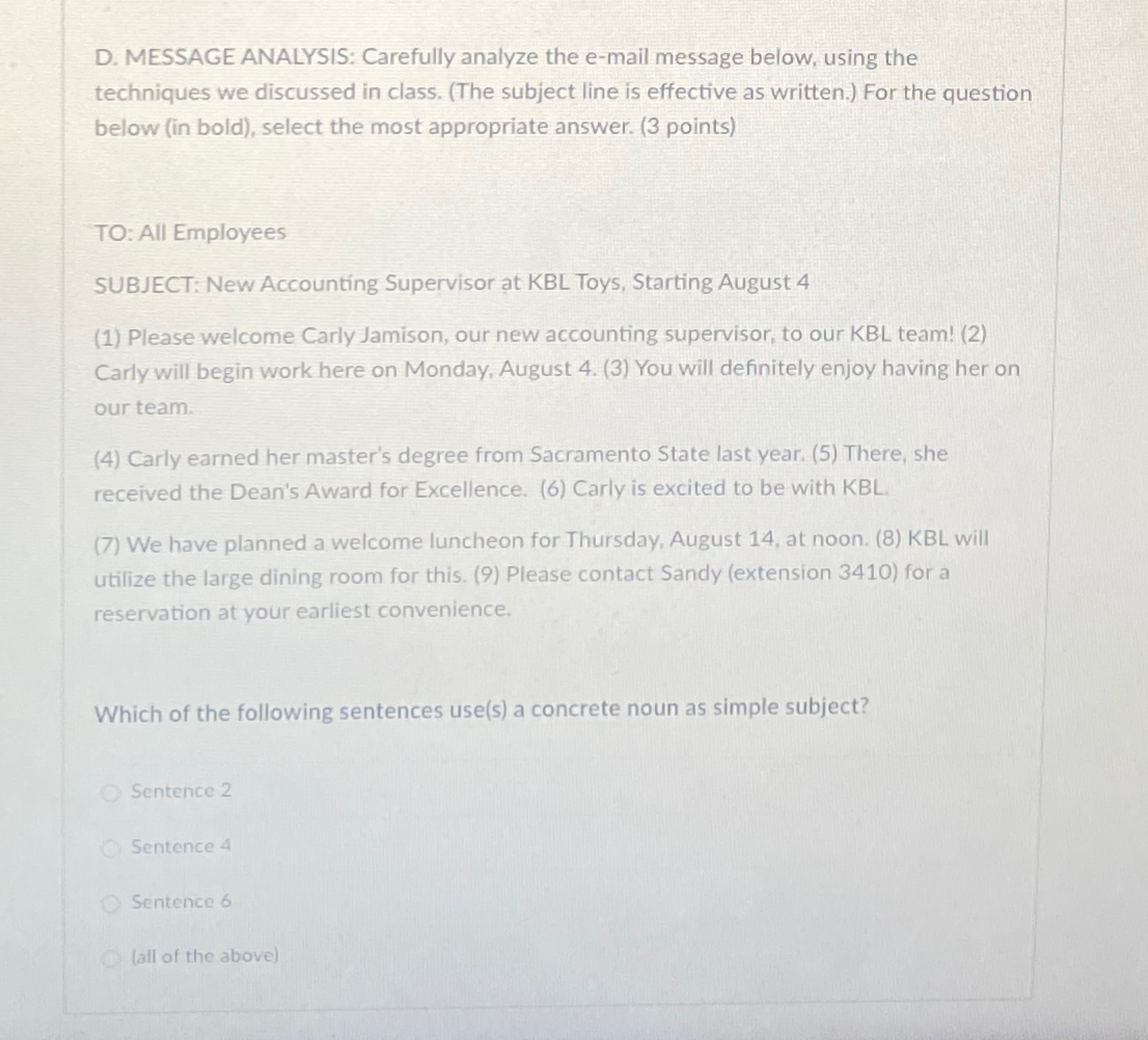 Solved D. ﻿MESSAGE ANALYSIS: Carefully analyze the e-mail | Chegg.com