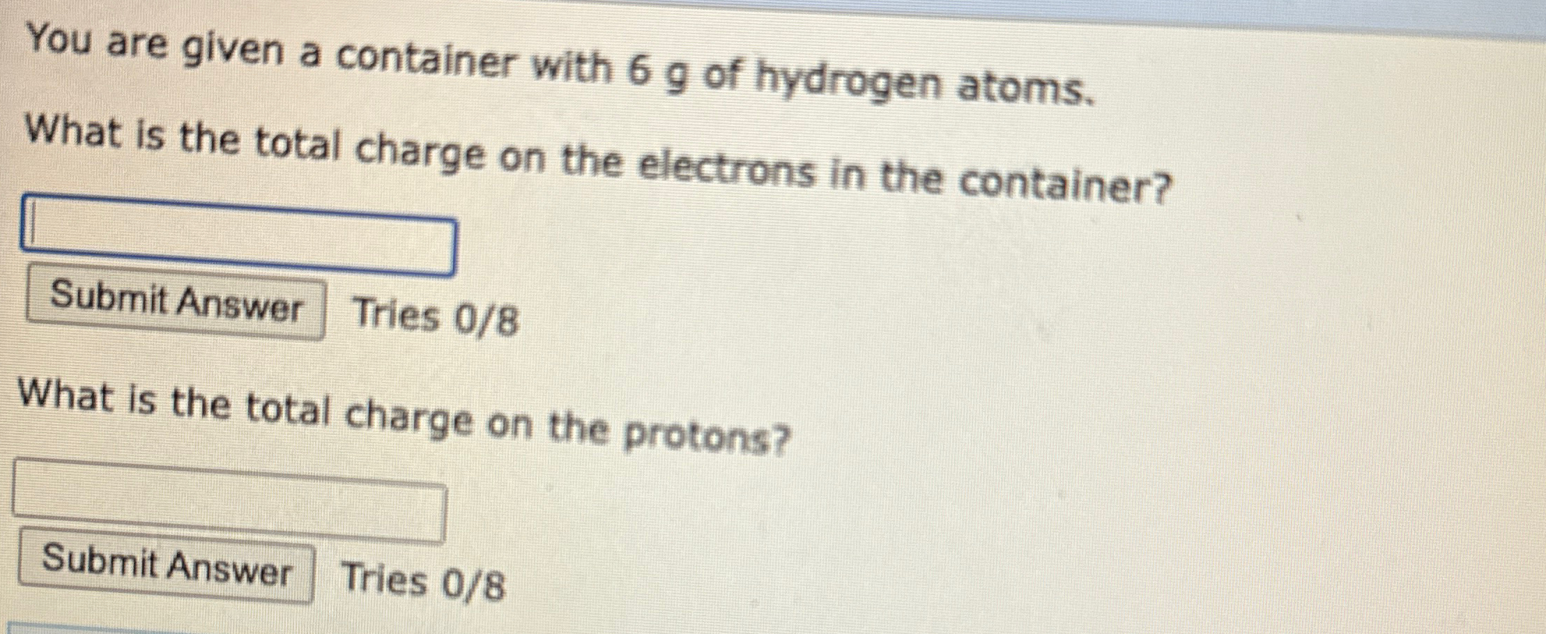Solved You are given a container with 6g ﻿of hydrogen | Chegg.com