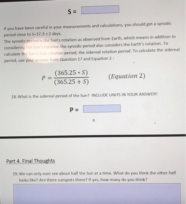 Solved Part 3. Rotation rate of the Sun You are now ready to | Chegg.com