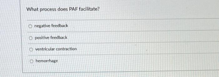 Solved What process does PAF facilitate? negative feedback | Chegg.com